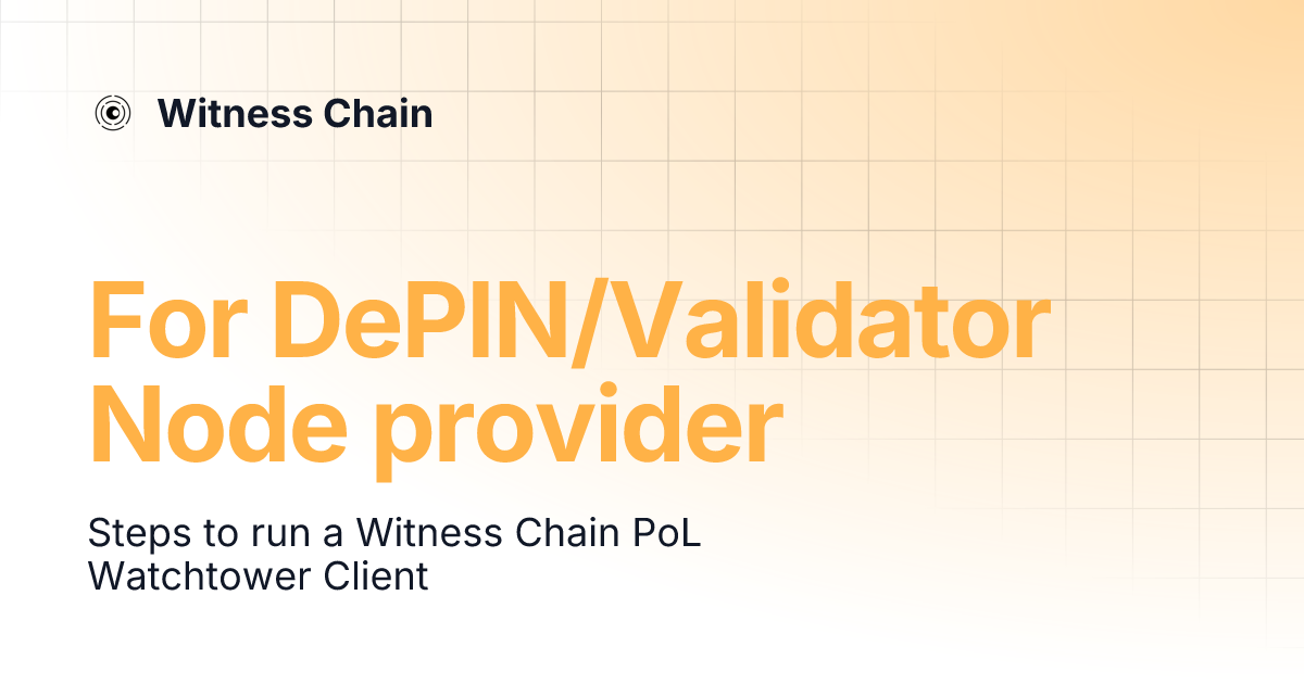 For DePIN/Validator Node provider | Witness Chain